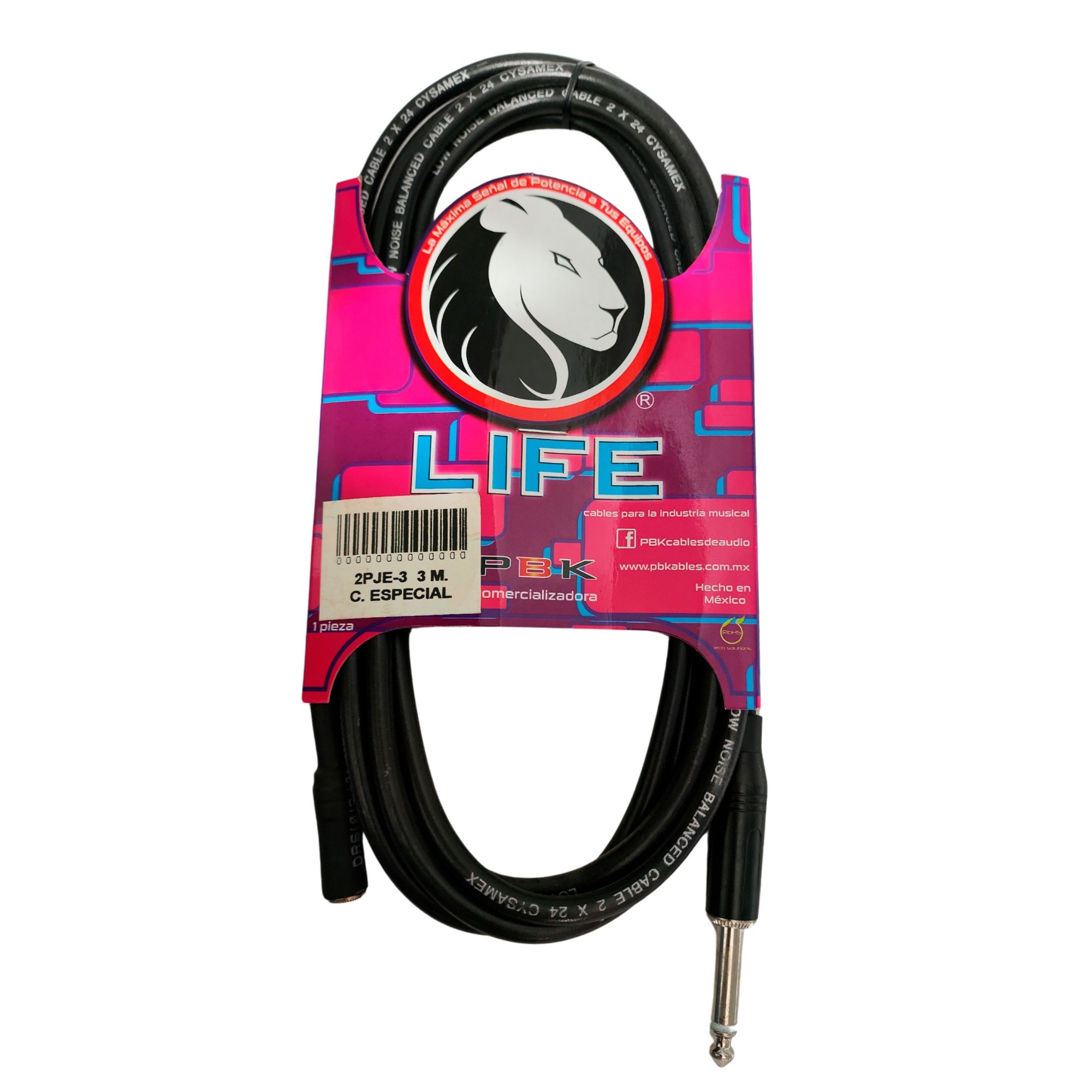 Cable Life Jack 3.5 a Plug 6.3 Mono 3m Modelo 2PJE-3 – Musicales Doris
