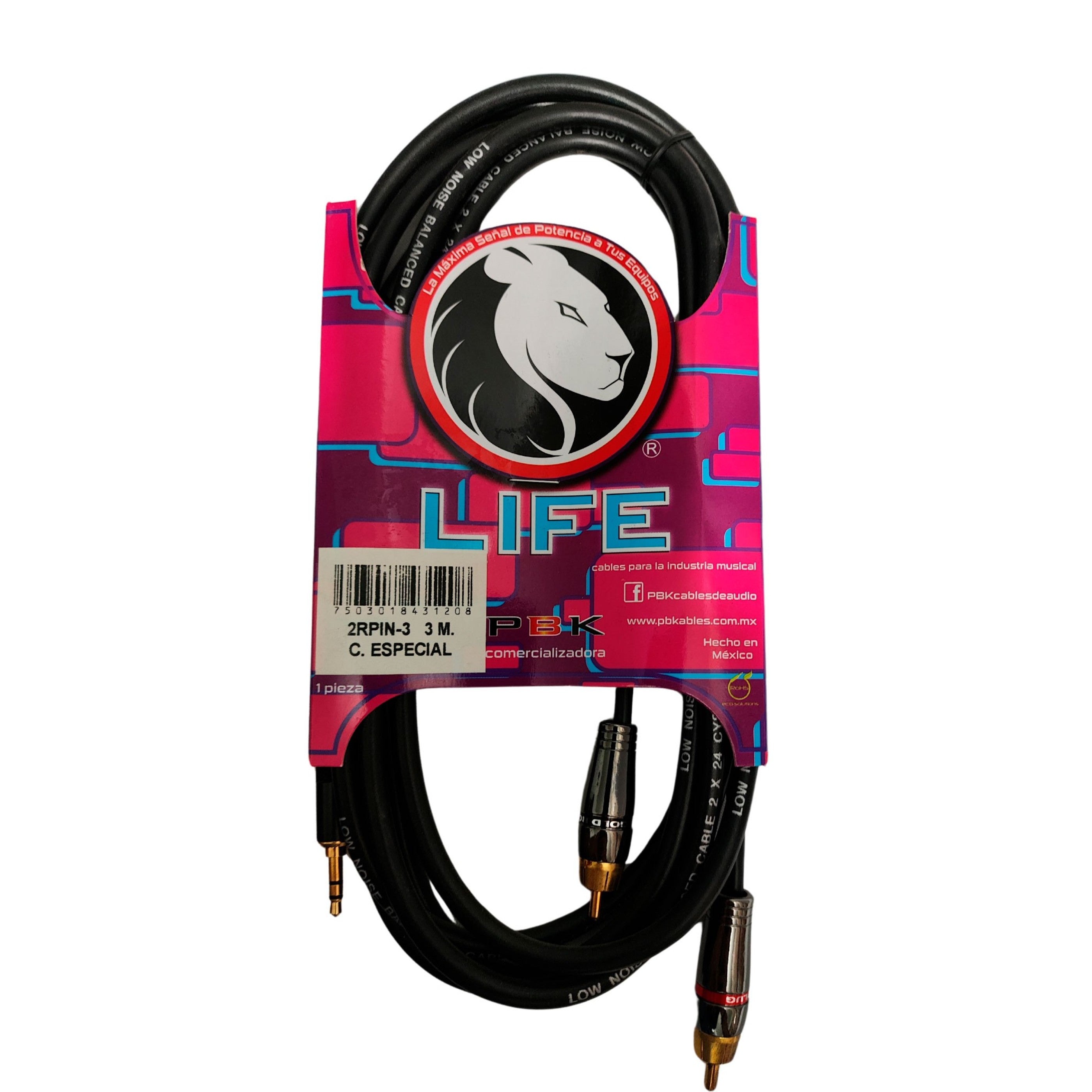 Cable Life Plug 3.5 St. a 2 RCA 3 mts 2RPIN-3 – Musicales Doris