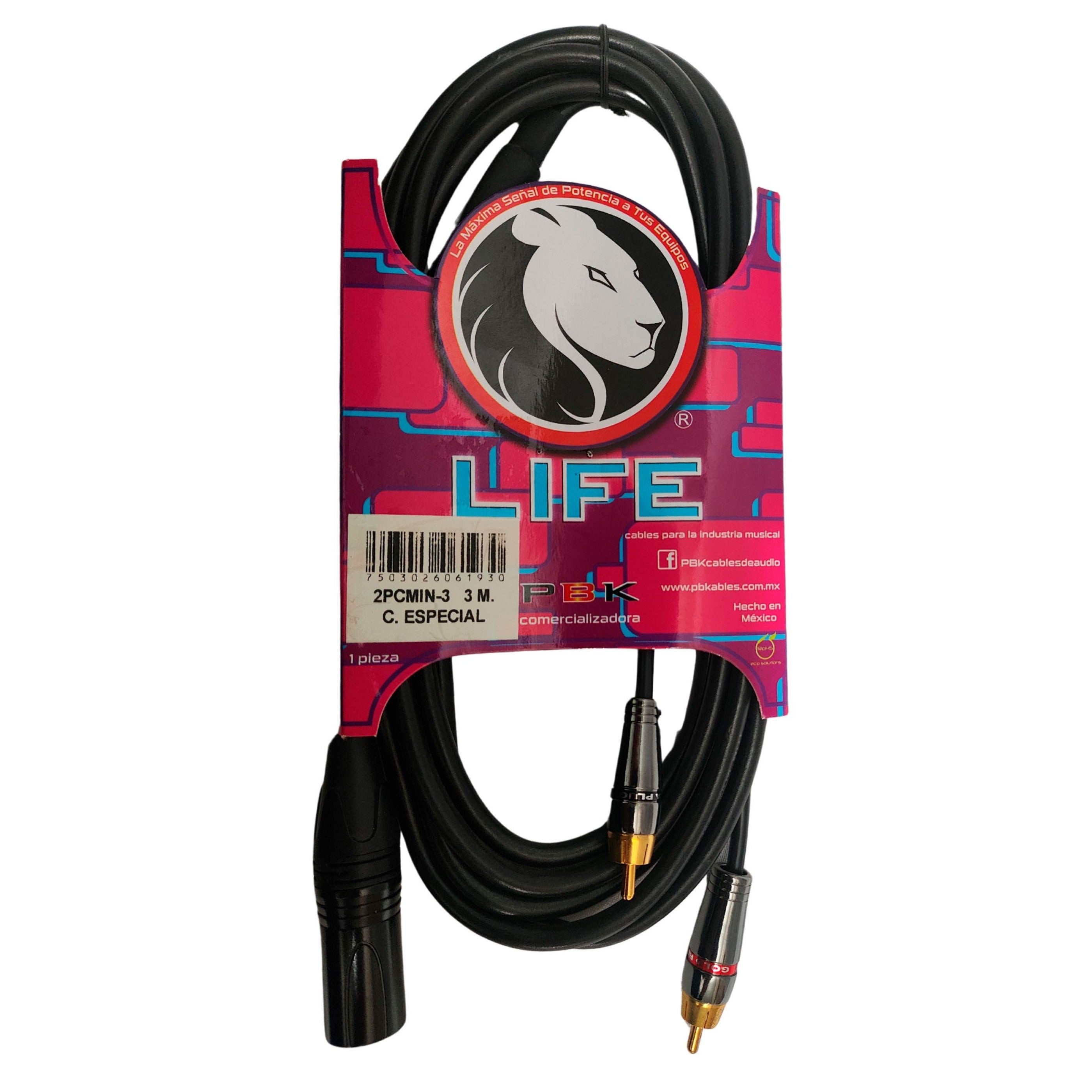 Cable Life Canon Macho a 2 RCA 3m Modelo 2PCMIN-3 – Musicales Doris