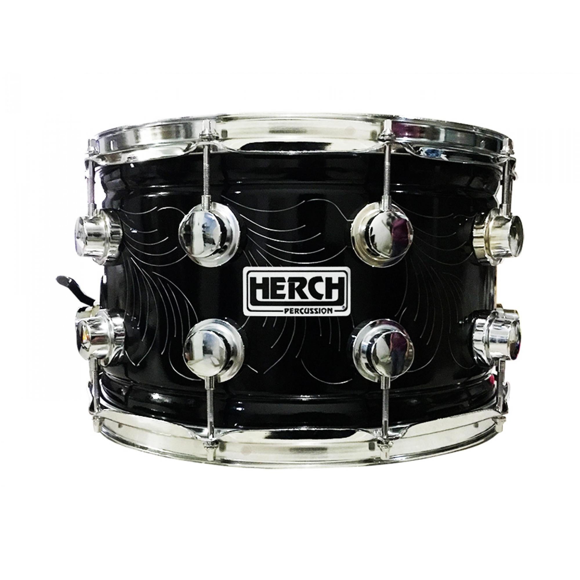 Tarola Herch 8x14" 10 Lxl Negra Rameada C/Placa Y Funda – Musicales Doris