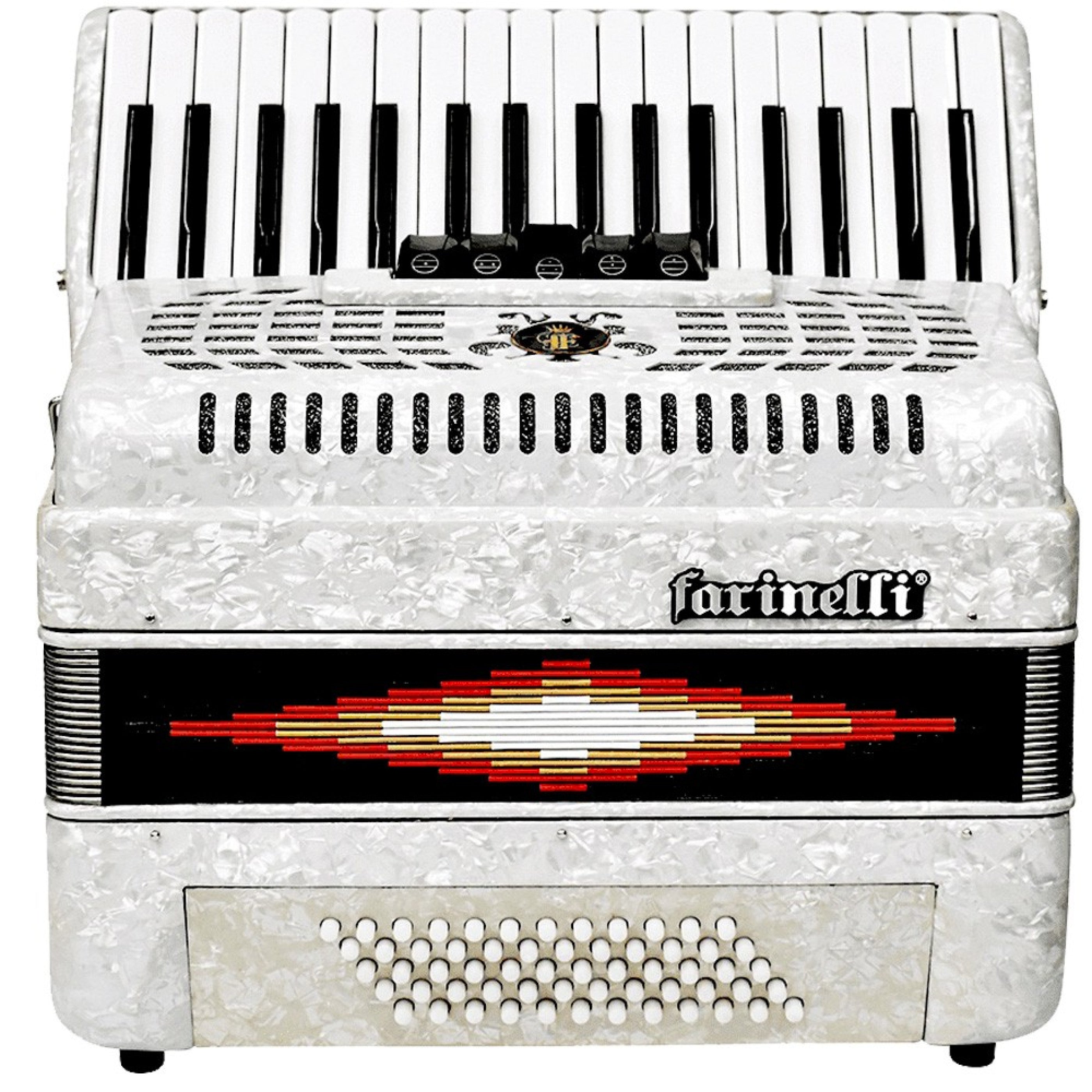 Acordeon Farinelli 1308w 34 Teclas 60 Bajos 5 Registros Blanco ...