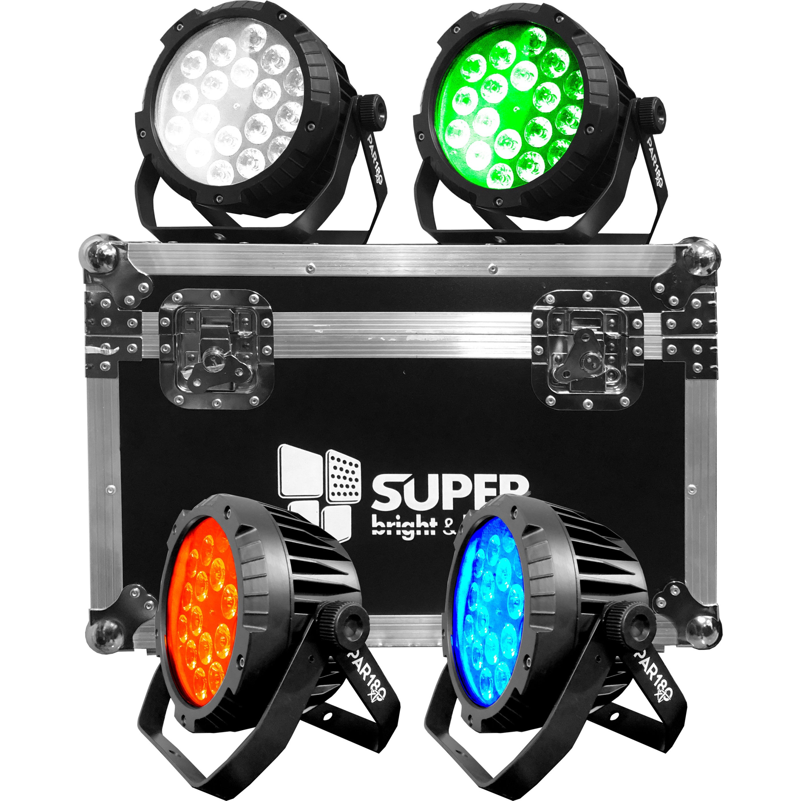 Par Led Super Bright Par180 Xt 5 En 1 Case Con 4 Piezas 18x10 Rgba ...